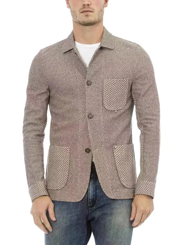 DISTRETTO 12 Classic Geometric-pattern Knit Blazer - Neutrals