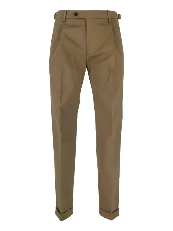 BERWICH Pleated Turn-up Straight-leg Trousers - Brown