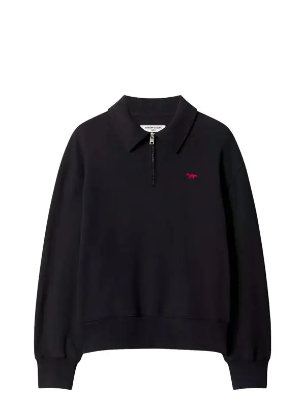 Maison Kitsuné Profile Fox Half-zipped Sweatshirt - Black