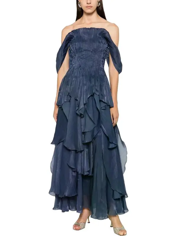 Aje Ruffled Off-shoulder Maxi Dress - Blue