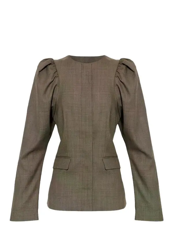 GANNI Draped-shoulder Blazer - Brown