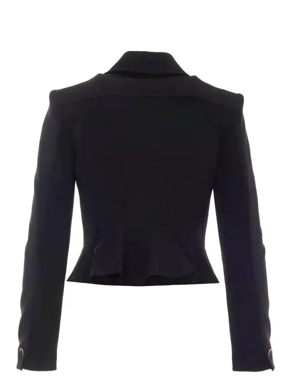Elisabetta Franchi Double-breasted Ruffled Jacket - Black
