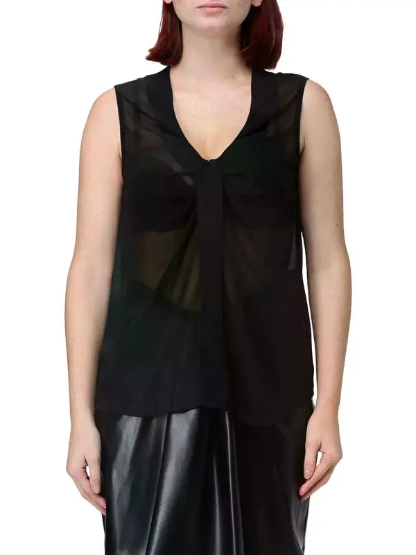 HANITA Brooch-detail Sleeveless Top - Black