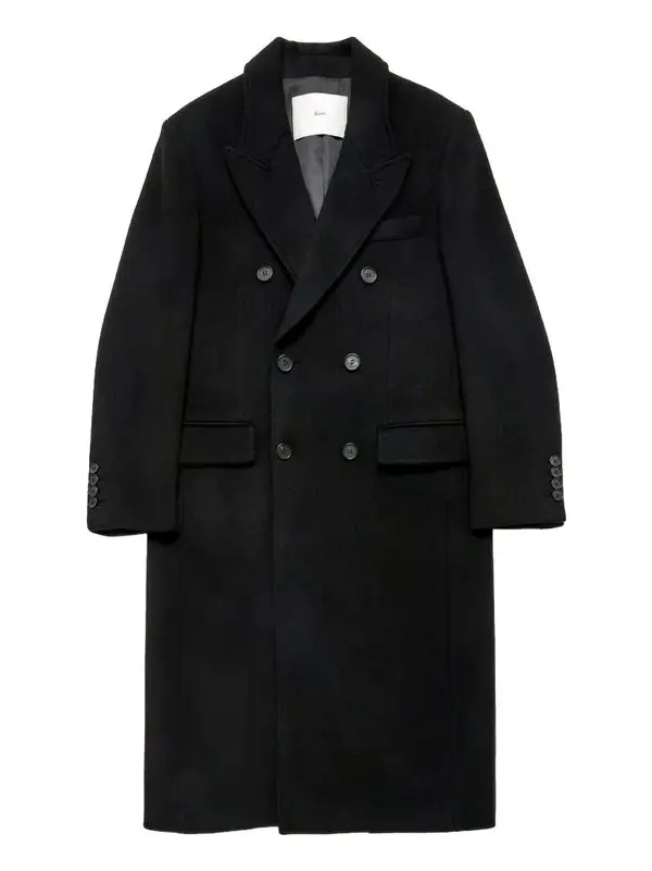 DUNST Double-breasted Tailored Coat - Black