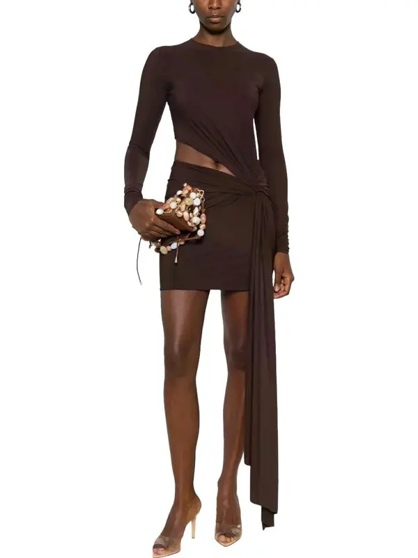 AMAZUIN Anouk Cut-out Knotted-detail Mini Dress - Brown