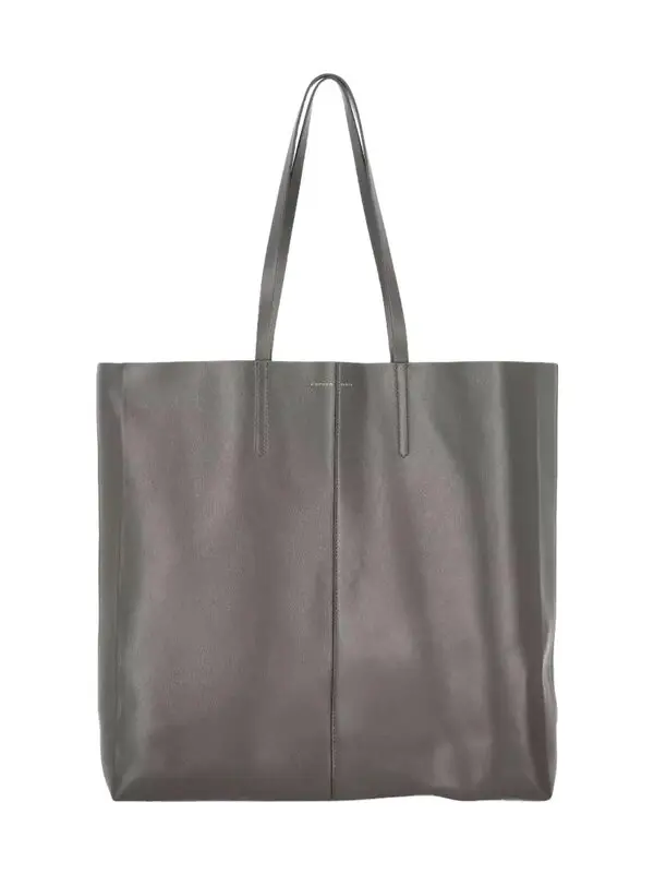 Carven Jean Logo-embossed Leather Tote Bag - Grey