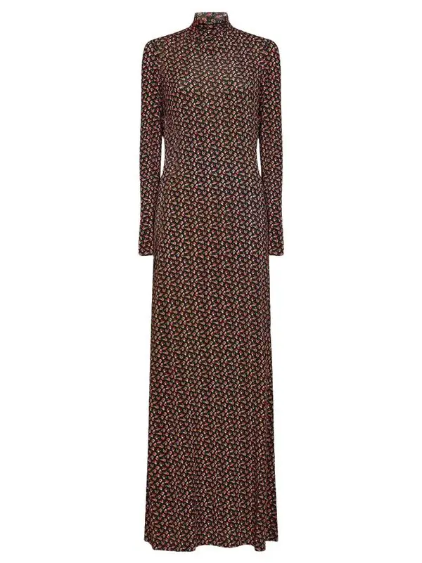 Rabanne Floral-print High-neck Dress - Black