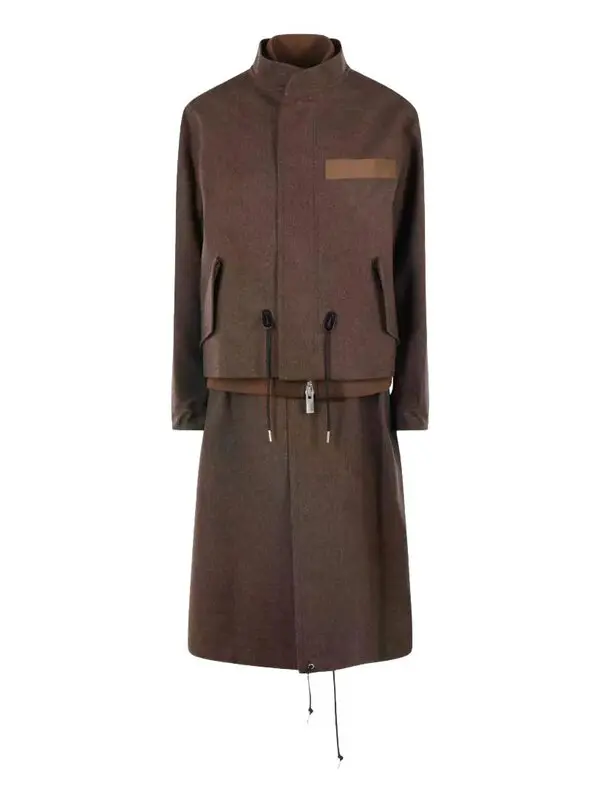 Sacai Layered Drawstring Jacket - Brown