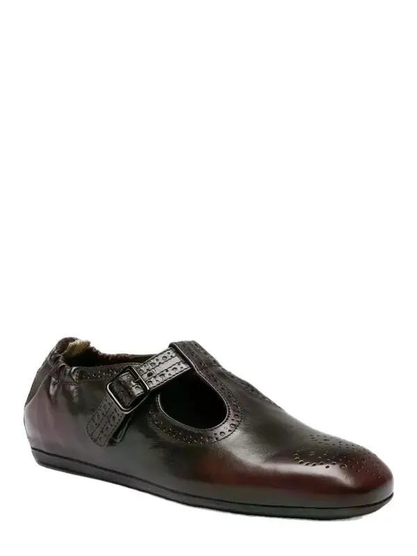 Officine Creative T-bar Perforated Buckle-fastening Ballet Flats - Brown