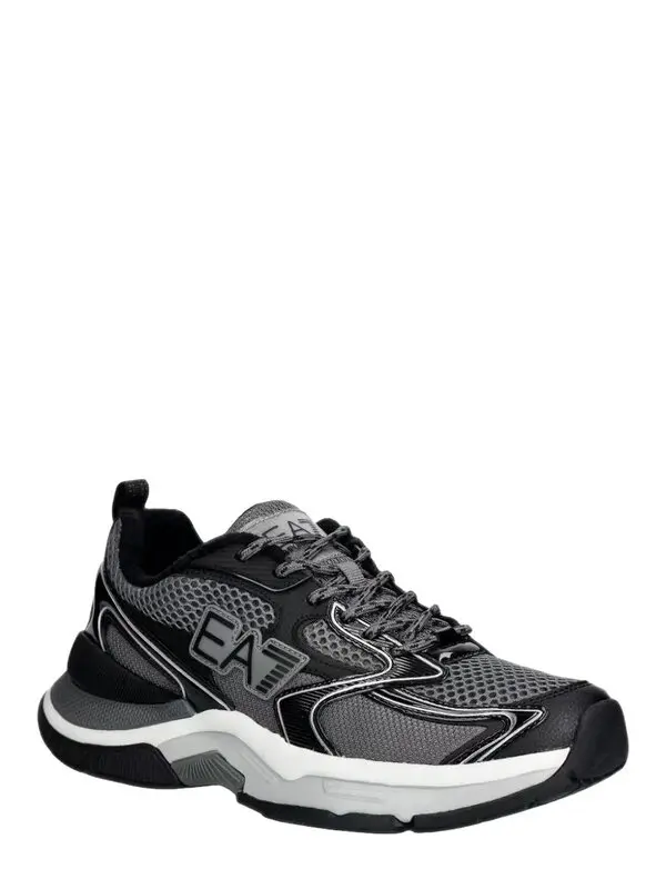 EA7 Logo-patch Mesh Sneakers - Black