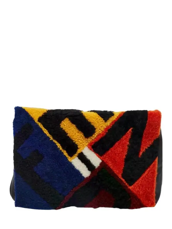Fendi 2007 Love Letter Shearling Clutch Bag - Black