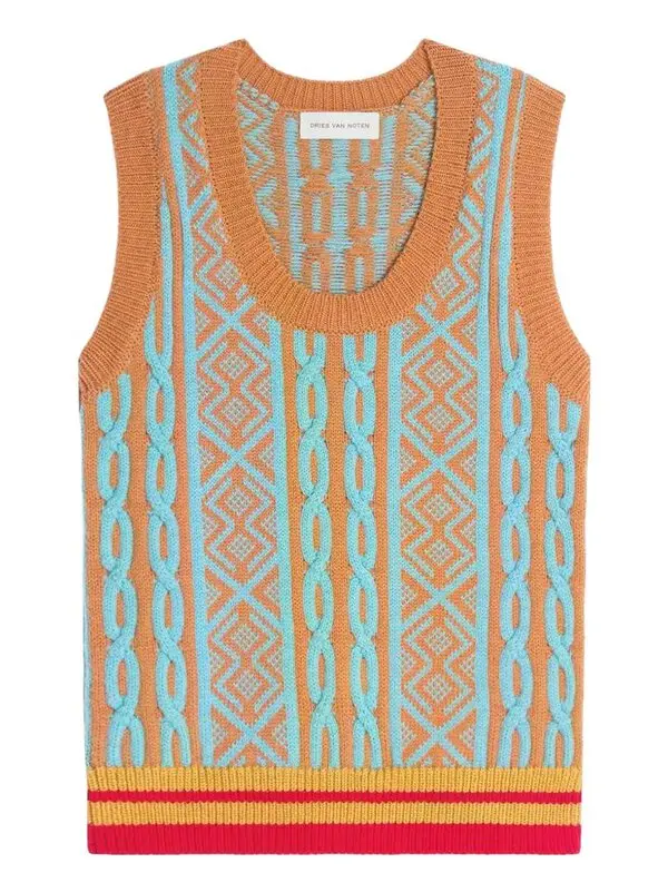 Dries Van Noten Jacquard Wool Top - Brown