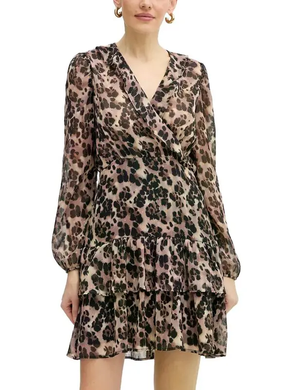 MORGAN Leopard-print Ruffled Mini Dress - Neutrals