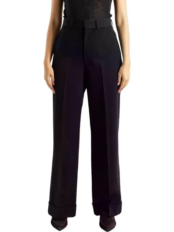 Junya Watanabe Pressed-crease Turned-up Trousers - Black