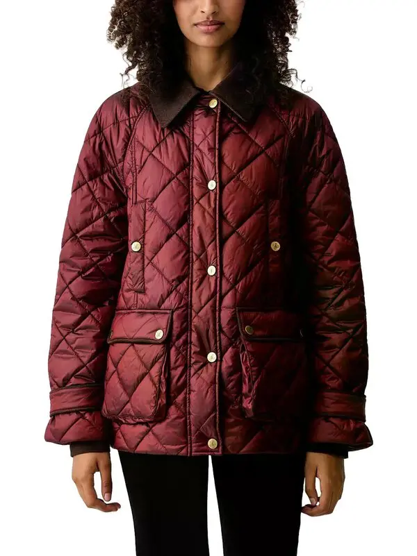 Luisa Spagnoli Quilted Corduroy-collar Jacket - Red