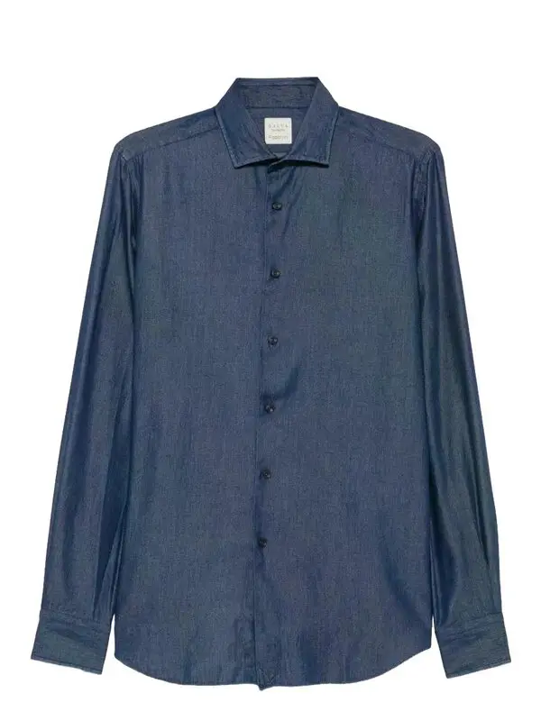 XACUS Spread-collar Denim Shirt - Blue