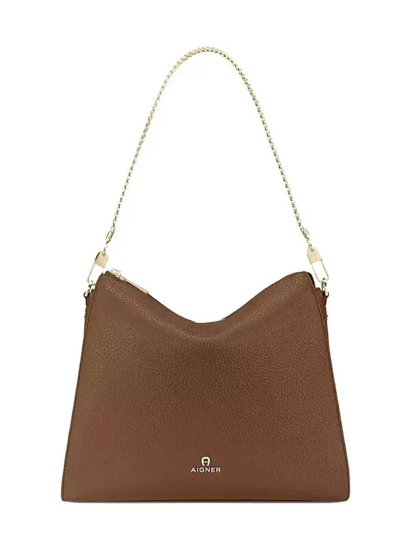 AIGNER Small Ivy Pebble-grain Shoulder Bag - Brown