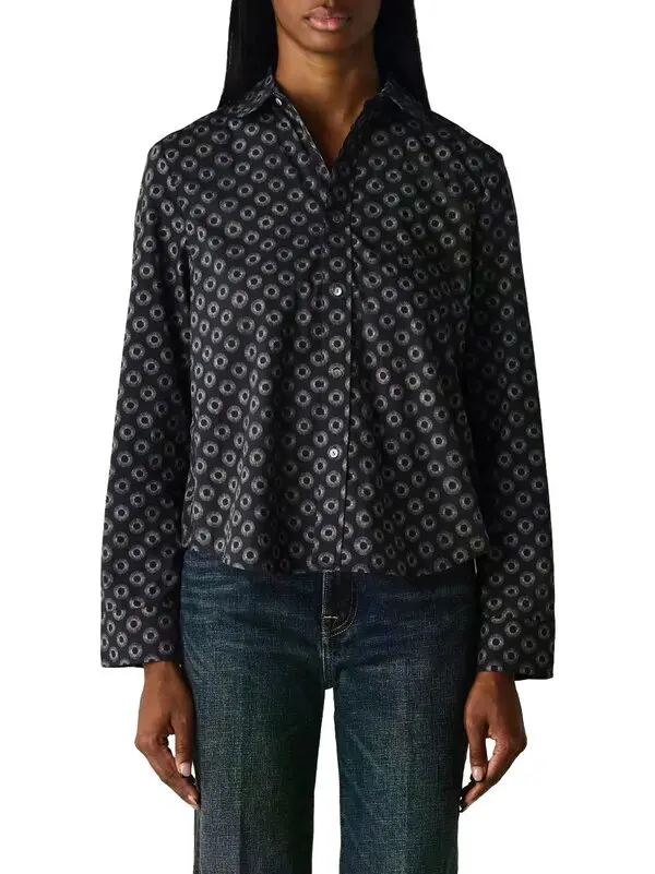 R13 Club Collar Shrunken Shirt - Black