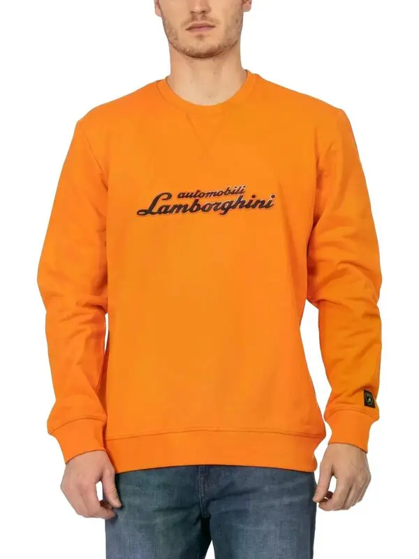 AUTOMOBILI LAMBORGHINI Logo-embroidered Crew-neck Sweatshirt - Orange
