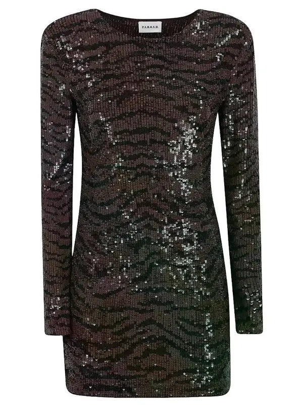 P.a.r.o.s.h Sequin-embellished Zebra-print Dress - Brown