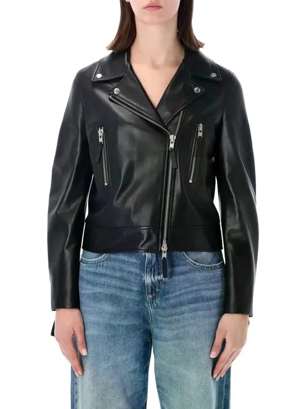 SWD BY S.W.O.R.D. Classic Biker Leather Jacket - Black
