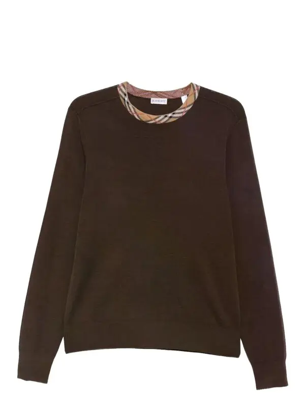 Burberry Check-trim Long Sleeve T-shirt - Brown