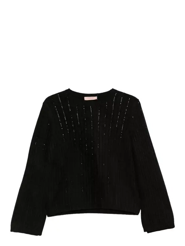TWINSET Ribbed-knit Sequin-embellished Sweater - Black