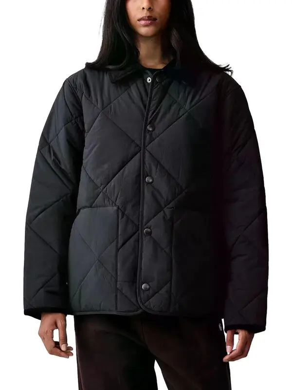 Barbour Diamond-quilted Corduroy-collar Jacket - Black
