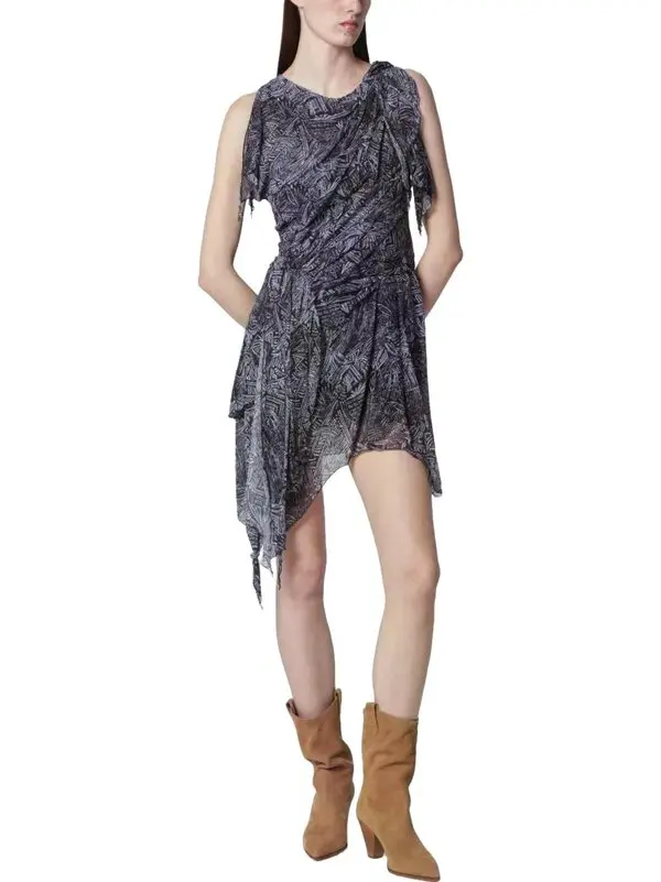 Isabel Marant Étoile Trysha Abstract-print Draped Asymmetric Dress - Black