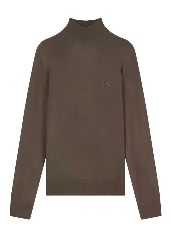 Giorgio Armani Logo-embroidered High-neck Sweater - Brown