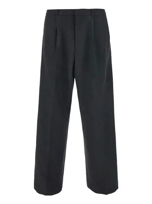 DUNST Pleated Straight-leg Trousers - Grey
