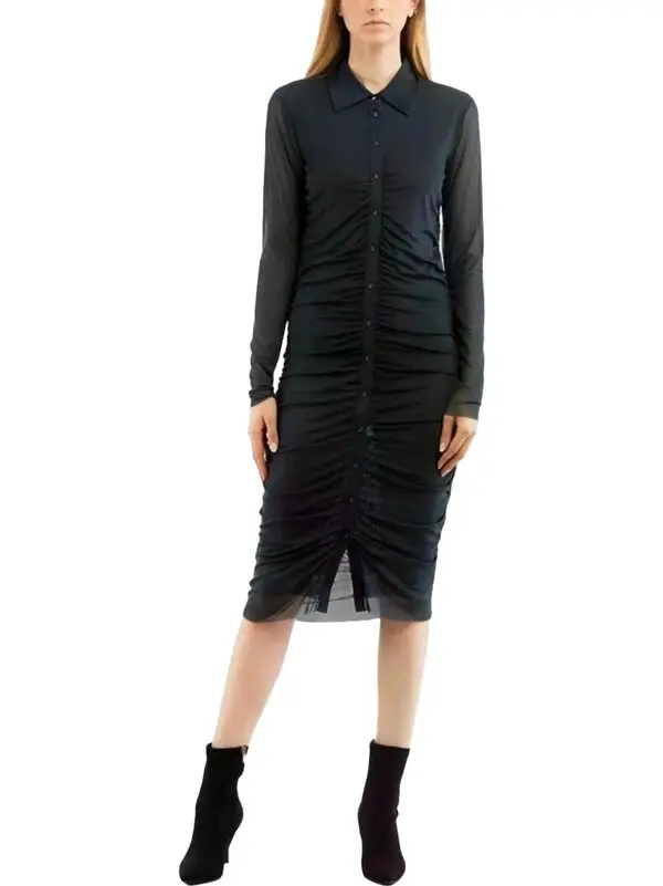 Patrizia Pepe Ruched Long-sleeve Midi Dress - Blue