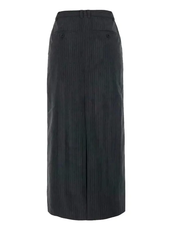 DUNST Pinstripe-pattern Slit Maxi Skirt - Grey
