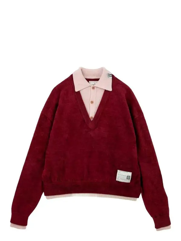 Mihara Yasuhiro V-neck Logo-patch Jumper - Red