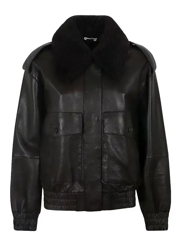 P.a.r.o.s.h Shearling-collar Leather Jacket - Brown