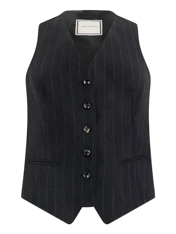 Tagliatore Pinstripe-pattern Sleeveless Waistcoat - Grey