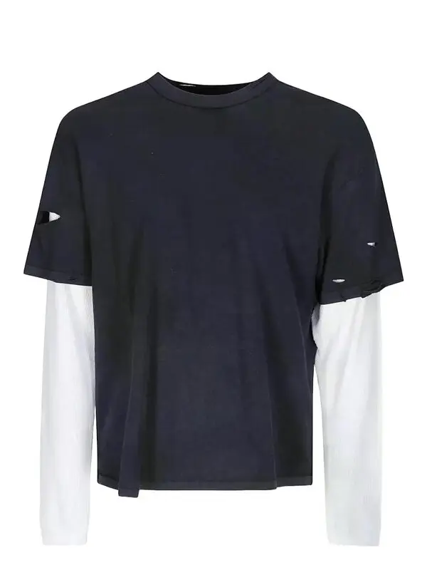 STOCKHOLM SURFBOARD CLUB Layered Distressed T-shirt - Black