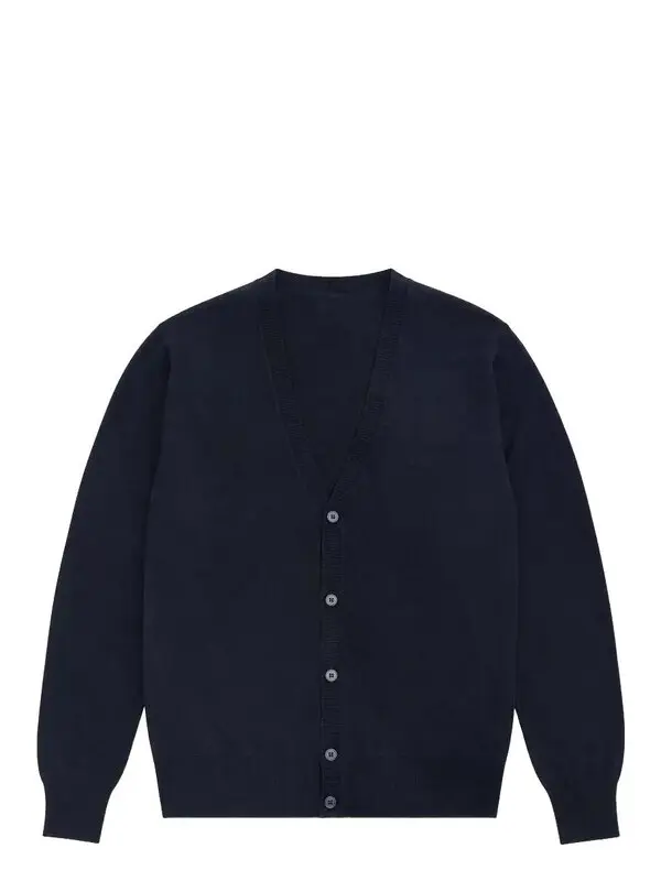 Emporio Armani Logo-embroidered V-neck Cardigan - Blue