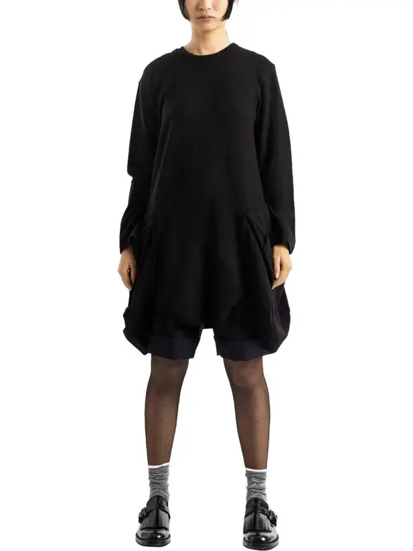 Comme Des Garçons Draped-pocket Boiled Wool Sweater Dress - Black