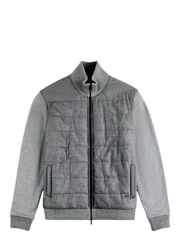 FAY Quilted Ribbed-trim Jacket - Grey