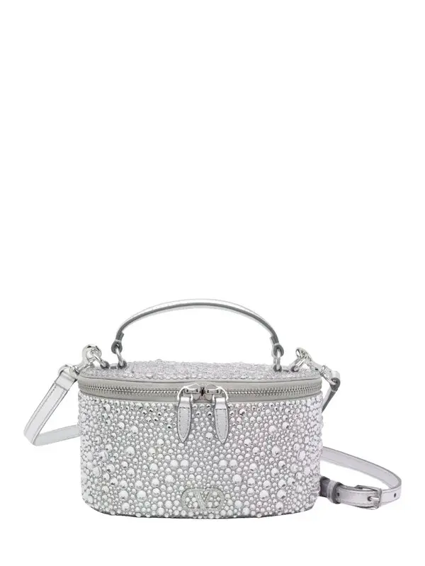 Valentino Garavani Vlogo Signature Crystal-embellished Crossbody Bag - Silver