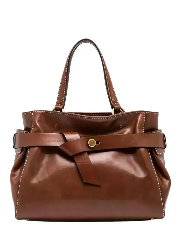 GIANNI CHIARINI Miranda Belted Leather Tote Bag - Brown