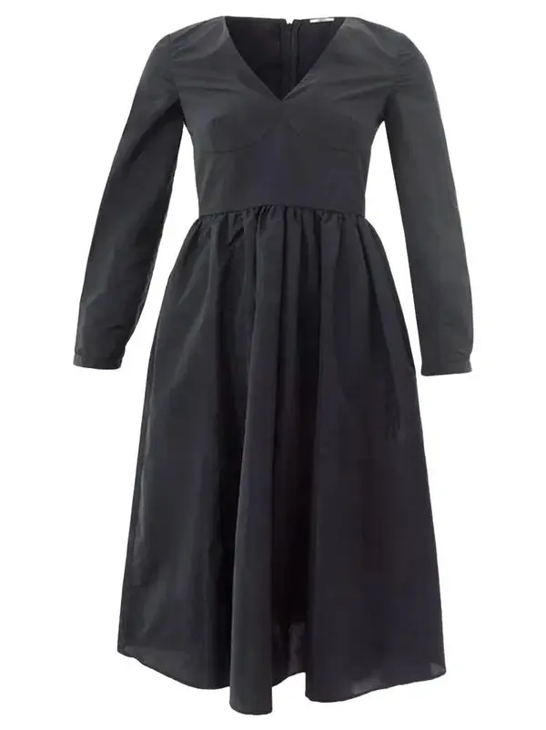 LARDINI V-neck A-line Midi Dress - Black