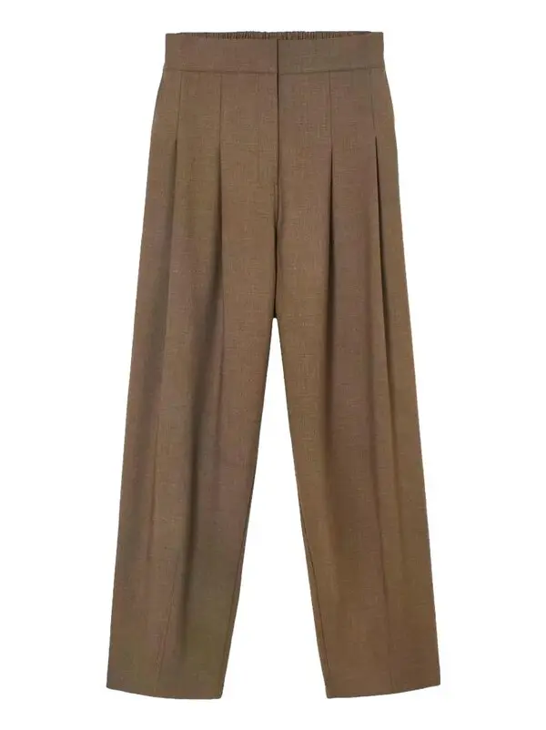 PSOPHIA Pleated Elasticated-waistband Trousers - Brown