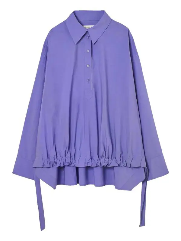 PSOPHIA Ruffled Asymmetric-hem Polo - Purple