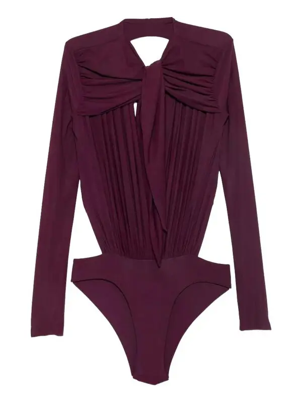 AMAZUIN Anais Pussy-bow Open-back Bodysuit - Purple
