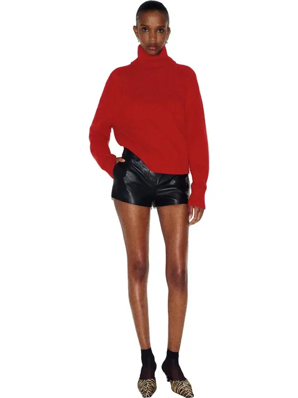 REFORMATION Dove Cashmere Oversized Turtleneck - Red