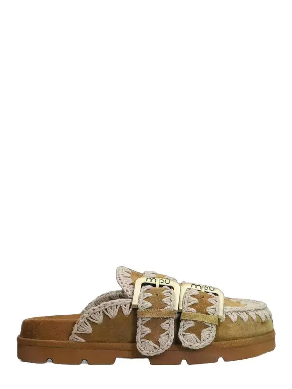 Mou Crochet-trim Buckled Sandals - Brown