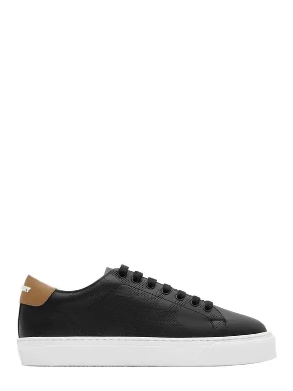 Burberry Check Leather Sneakers - Black