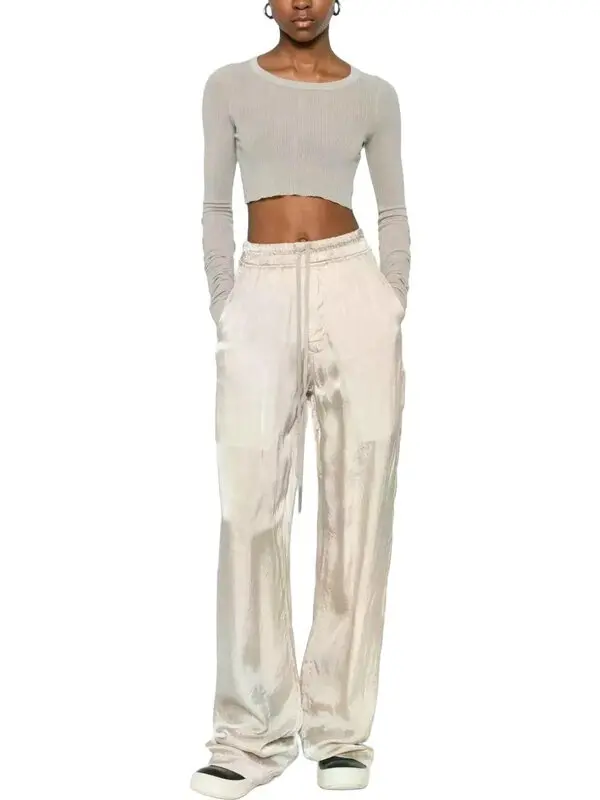Rick Owens Ribbed Cropped T-shirt - Grey